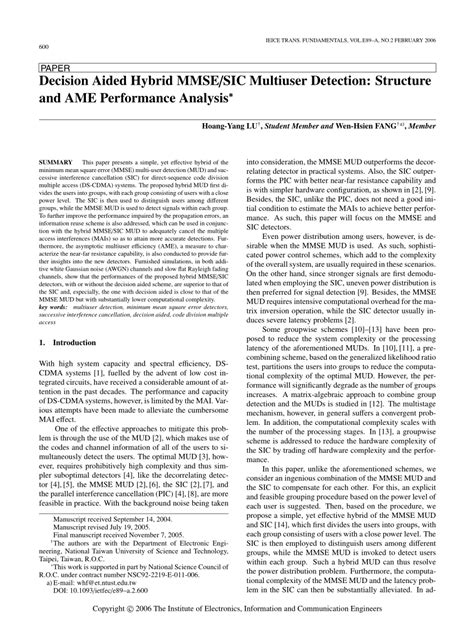 Pdf Decision Aided Hybrid Mmsesic Multiuser Detection Structure And