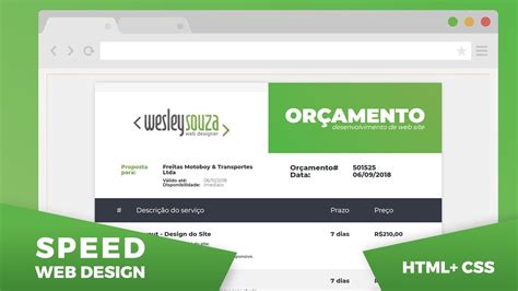speed code web design layout orçamento youtube