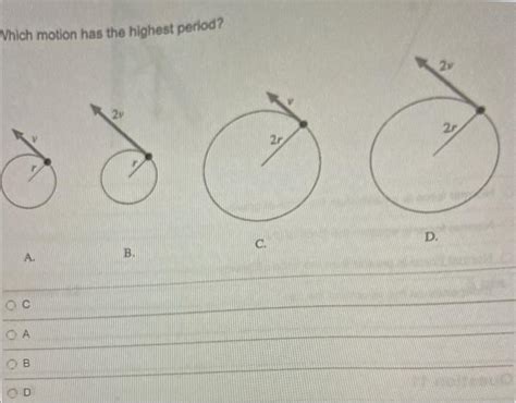 solved which motion has the highest perlod a b d