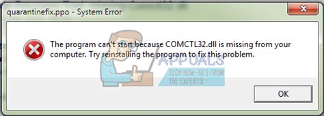 Fix COMCTL DLL Is Missing When Launching Applications On Windows