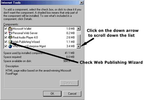 Installing The Web Publishing Wizard That Comes With Windows98