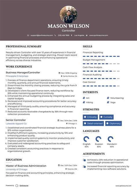 10 Controller Resume Samples And Templates For 2025
