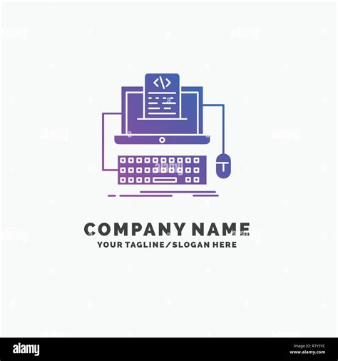 Code Coding Computer Monoblock Screen Purple Business Logo Template