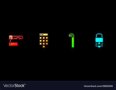 Set Marked Key Password Protection Crowbar Vector Image