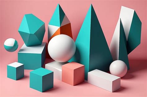 Premium Photo Abstract Geometric Shape Group Set Minimal Abstract Background 3d Rendering