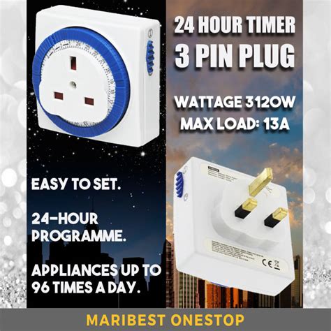 24 Hour 3 Pin Plug In Timer Plug Switch Socket Lazada
