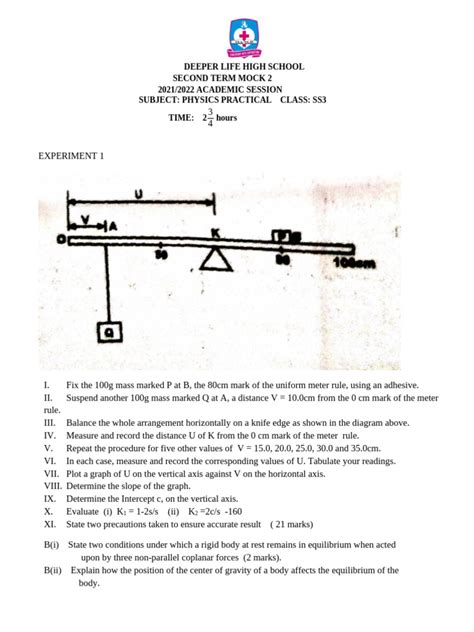 Ss 3 Physis Mok 2 Pratical Pdf Cartesian Coordinate System