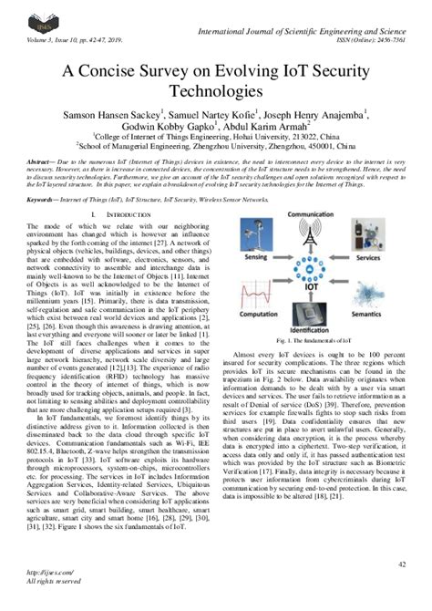 Pdf A Concise Survey On Evolving Iot Security Technologies