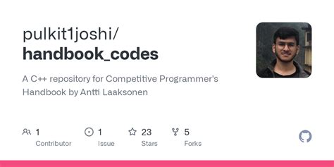 GitHub Pulkit Joshi Handbook Codes A C Repository For Competitive Programmer S Handbook By