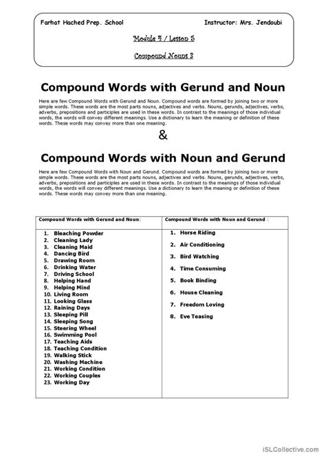 Compound Nouns English Esl Worksheets Pdf And Doc