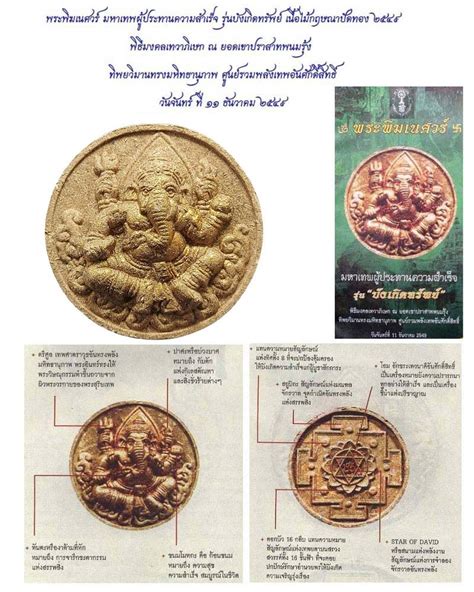 พระพิฆเนศวร์ รุ่นบังเกิดทรัพย์ เนื้อผงไม้กฤษณามหาเศรษฐี ปี 2549 จ่าจีระสิทธิ์ พระเครื่อง พระแท้