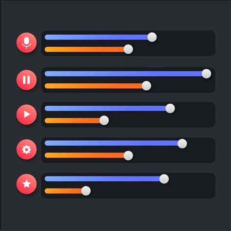 그라데이션 컬러 Ui 슬라이더 컬렉션 무료 벡터