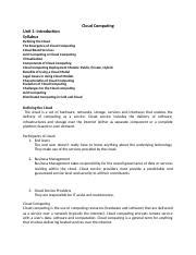Cloud Computing Docx Cloud Computing Unit Introduction Syllabus Defining The Cloud The
