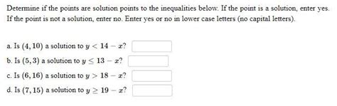 solved determine if the points are solution points to the