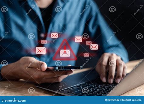 Alert Email Inbox And Spam Virus With Warning Caution For Notification On Internet Letter