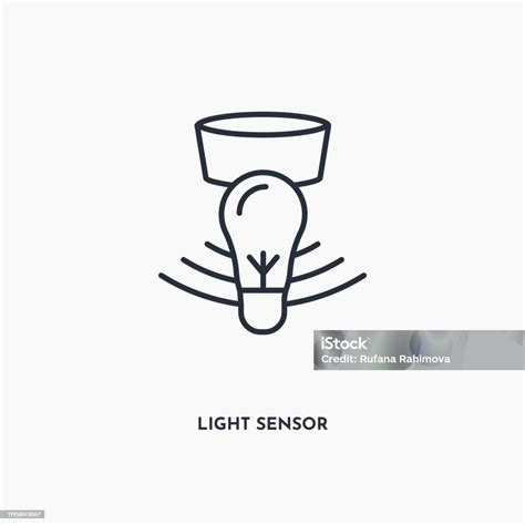 라이트 센서 개요 아이콘입니다 간단한 선형 요소 그림입니다 흰색 배경에 격리 된 선 라이트 센서 아이콘입니다 얇은 스트로크 기호는 웹 모바일 및 Ui에 사용할 수 있습니다