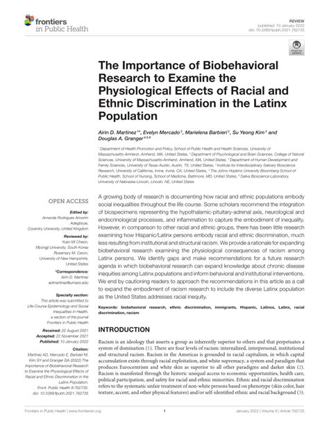 Pdf The Importance Of Biobehavioral Research To Examine The Physiological Effects Of Racial