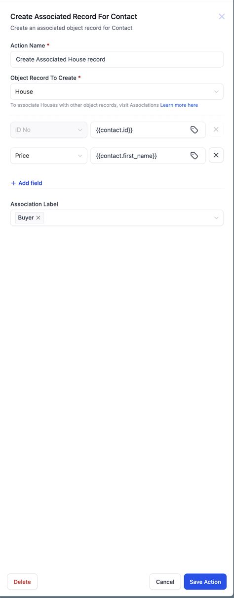 Workflow Action Create An Associated Record For Contact Highlevel
