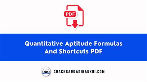 Quantitative Aptitude Formulas And Shortcuts Pdf Download 2025 Crack Sarkari Naukri