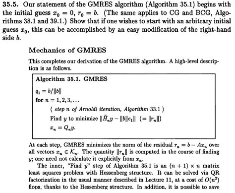 35 5 our statement of the gmres algorithm algorithm