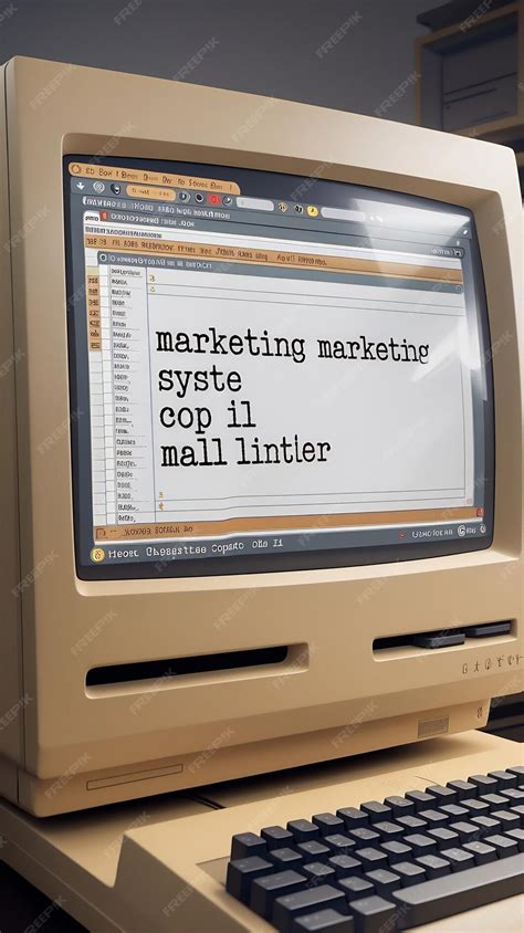 Nineties Operating System Template With Text Editor Software For Old Pc Monitors Displays