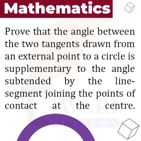 Prove That The Angle Between The Two Tangents Drawn From An External