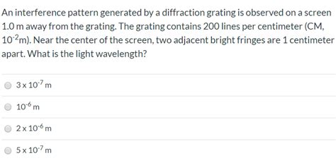 Solved An Interference Pattern Generated By A Diffraction Chegg
