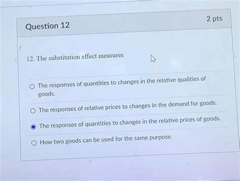 Solved Question 122 ﻿pts12. ﻿The substitution effect | Chegg.com