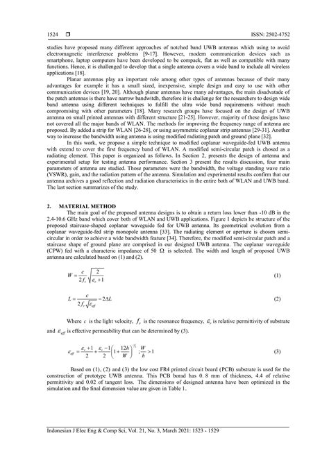 Coplanar Waveguide Fed Ultra Wideband Antenna With Wlan Band Pdf