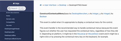 Where Is Ntextualmenu Event General Xojo