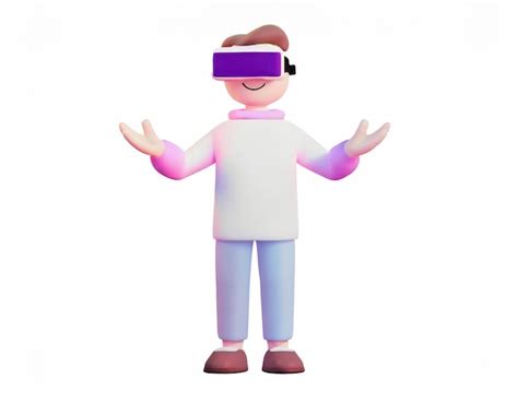 Premium Photo 3d Character Wearing Virtual Reality Headset And