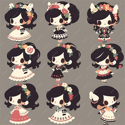 Premium Photo Sticker Of Female Mexican Day Of The Dead Chibi Kawaii
