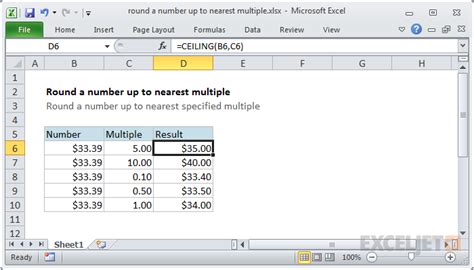 Round A Number Up To Nearest Multiple Excel Formula Exceljet