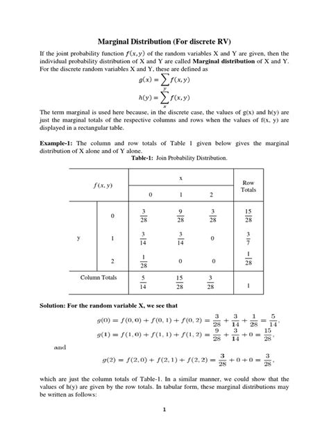 Lecture 03 On Marginal Distribution 12 09 19 Pdf Probability