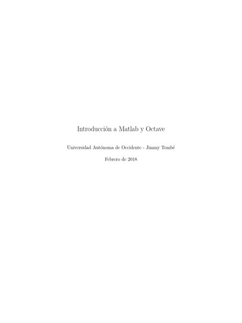 Matlab Y Octave Pdf Archivo De Computadora Matriz Matemáticas
