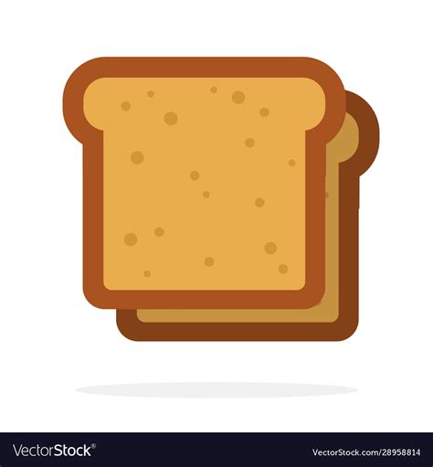 Two Slices White Bread Flat Isolated Royalty Free Vector