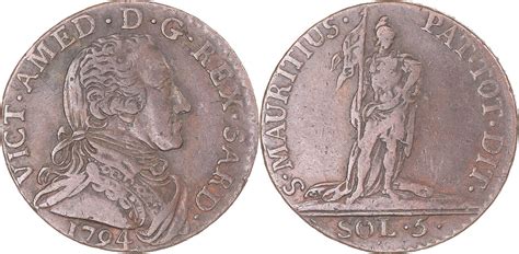 Italien Staaten 5 Soldi 1794 Torino Münze, SARDINIA, Vittorio Amedeo ...