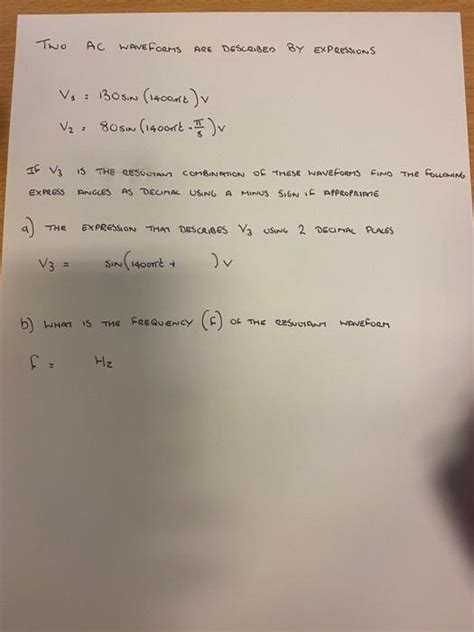 Solved Two Ac Waveforms Are Describen By Expressions