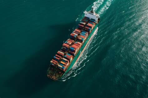 Premium Ai Image Container Ship Unloading Crane Ship Seaport Global Business Logistic Image