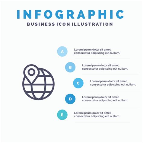 Location Map Globe Internet Blue Infographics Template 5 Steps Vector