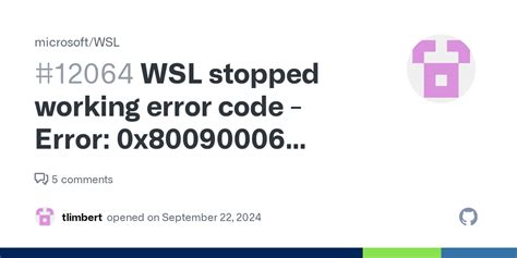 wsl stopped working error code error 0x80090006 invalid signature