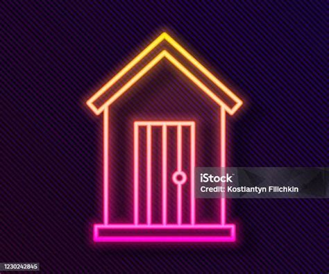 검은 배경에 고립 빛나는 네온 라인 농장 집 아이콘 벡터 일러스트레이션 건축하기에 대한 스톡 벡터 아트 및 기타 이미지 건축하기 고풍스런 나무 Istock