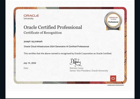 Oraclecloud Generativeai Aicertification Cloudinfrastructure Aiinnovation Joseph Raj Prakash