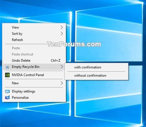 Add Empty Recycle Bin To Context Menu In Windows 10 Tutorials