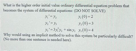 what is the higher order initial value ordinary