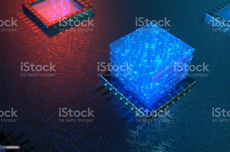 Ai인공 지능 Cpu 개념입니다 기계 학습 글로우 트랙이 있는 보드의 Cpu 푸른 빛에 배경 과학적인 개념 3d 렌더링 대형에 대한 스톡 사진 및 기타 이미지 Istock