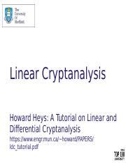 Understanding Linear Cryptanalysis Techniques And Insights Course Hero