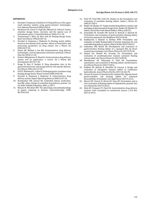 Design And Development Of Losartan Potassium Floating Drug Delivery Systems Pdf Digestive