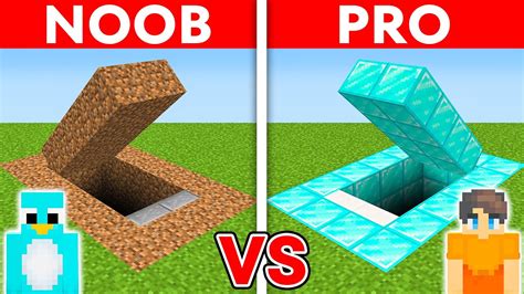 NOOB Vs PRO SECRET BUNKER House Build Challenge In Minecraft YouTube