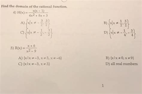Solved Find The Domain Of The Rational Function 4